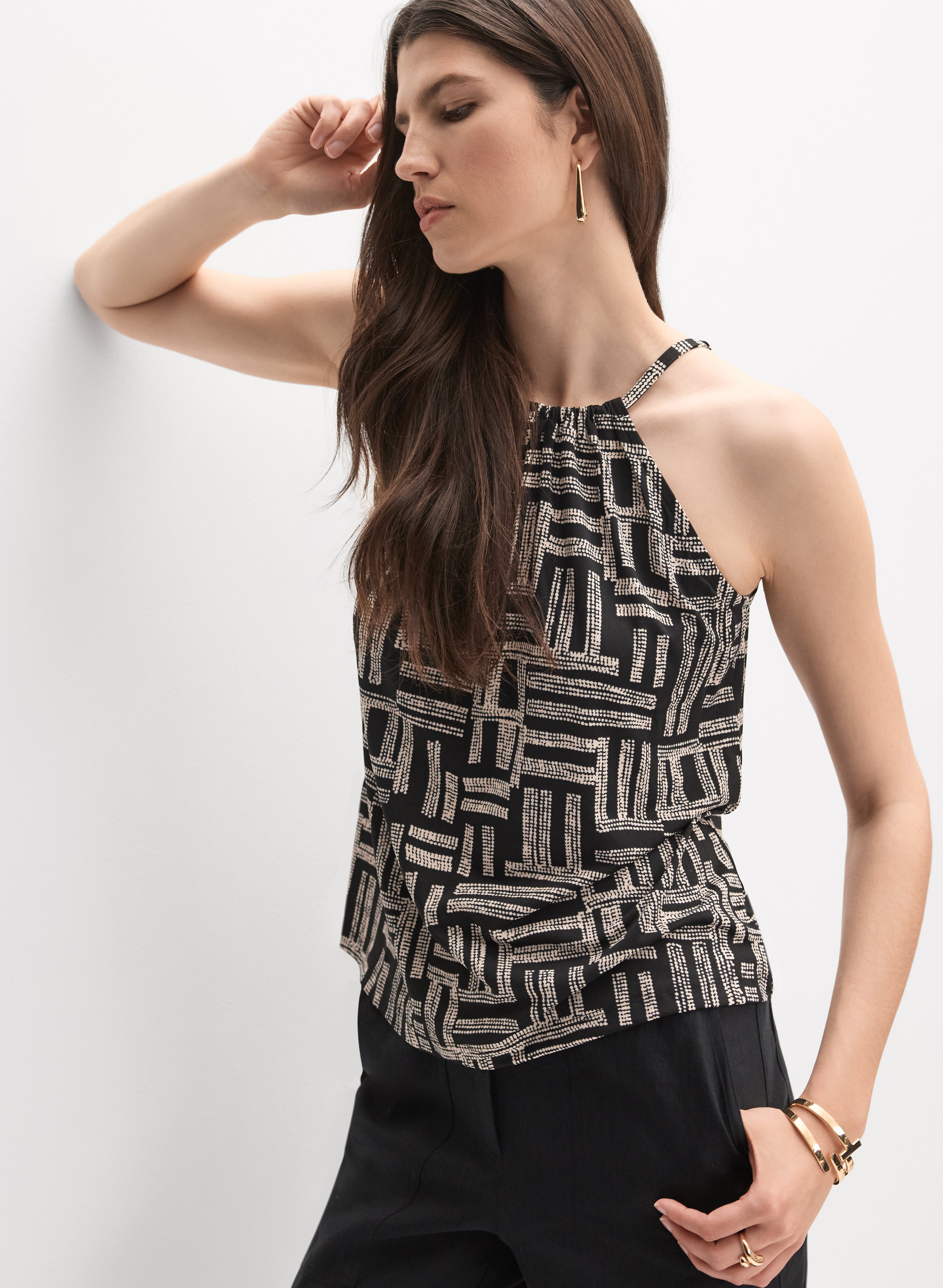 Sleeveless Geometric Print Top