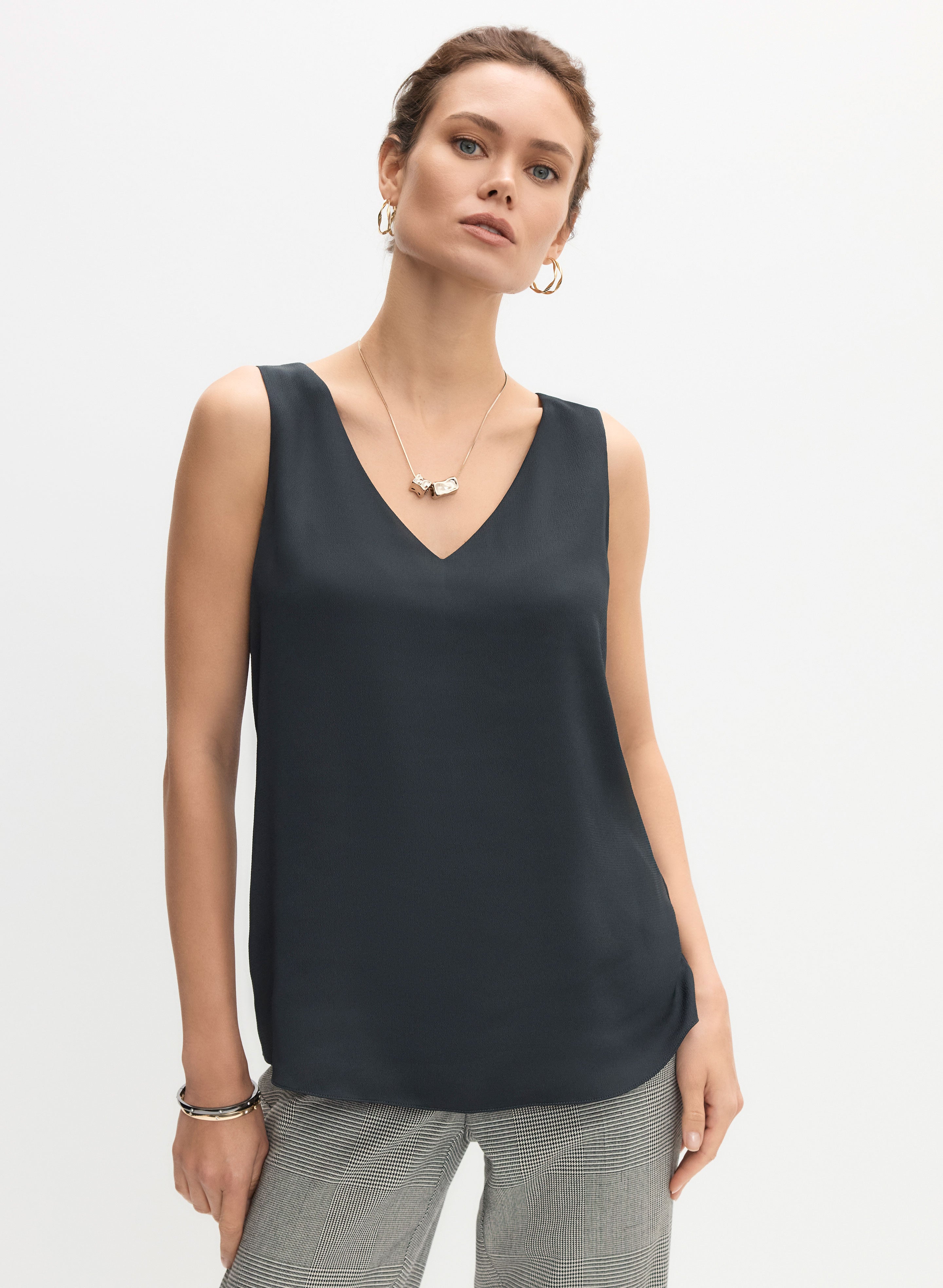 Essential V-Neck Satin Tank Top
