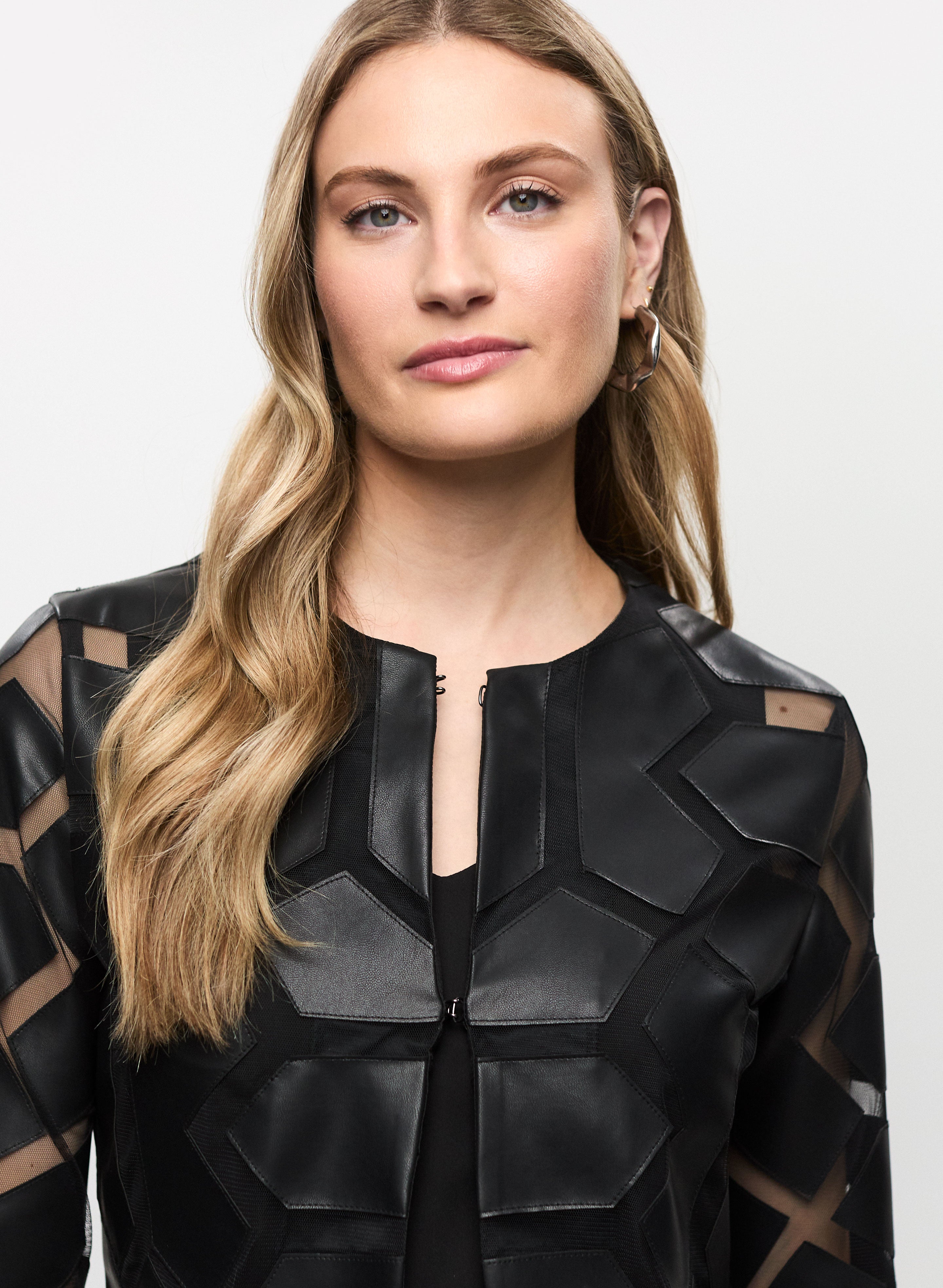 Joseph Ribkoff - Geometric Vegan Leather Jacket