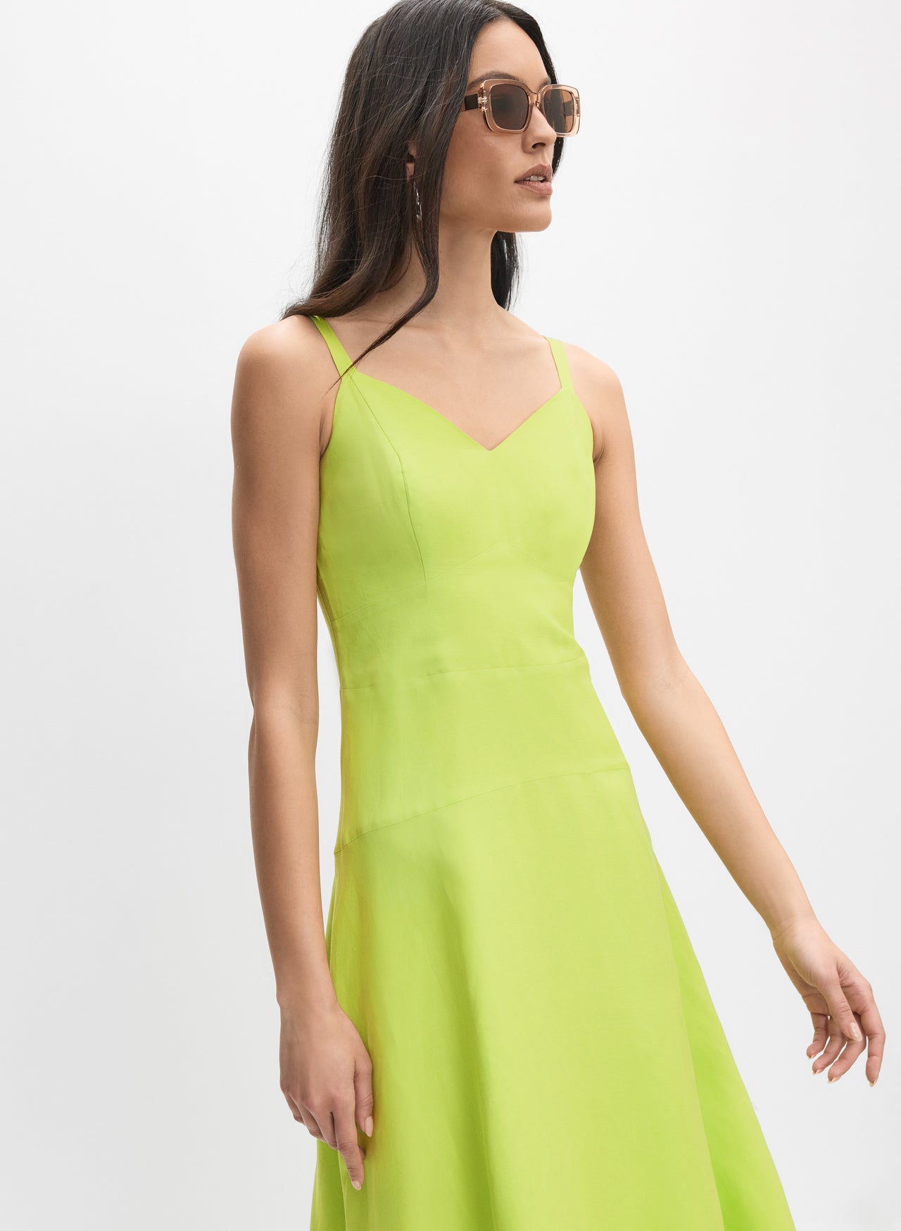 Linen-Blend Midi Dress