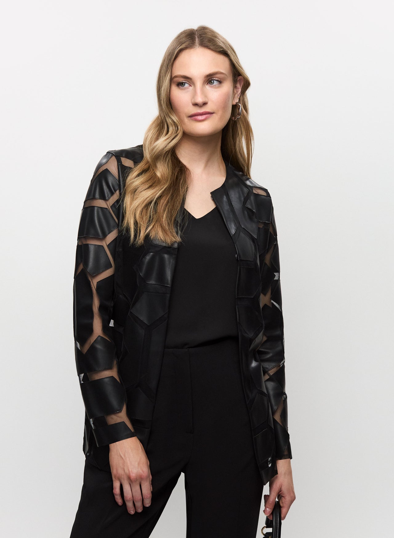Joseph Ribkoff - Geometric Vegan Leather Jacket