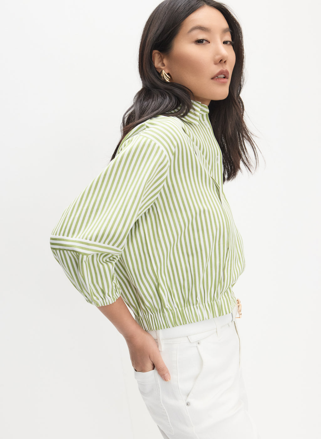 Striped Button-Down Blouse