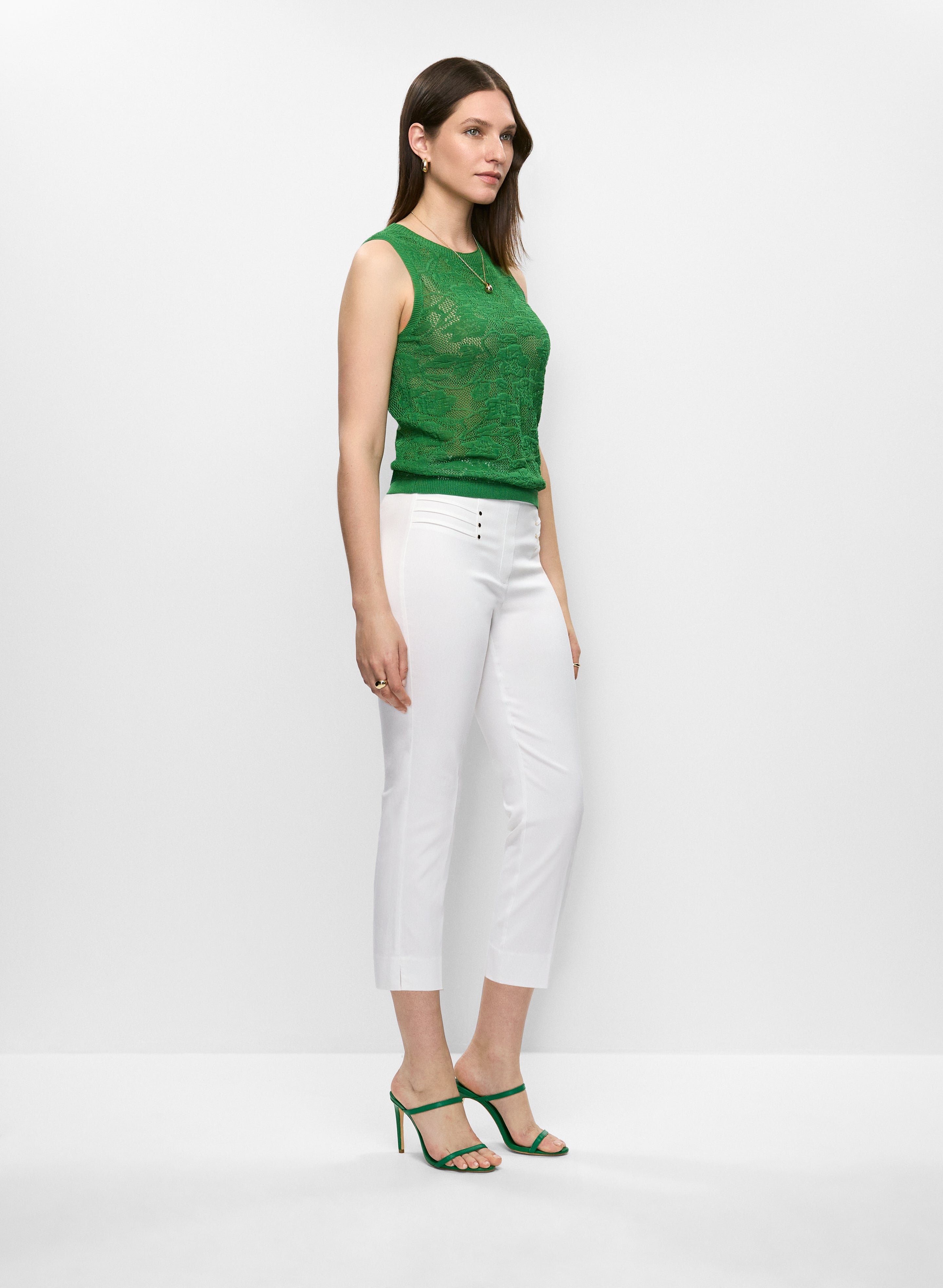 Pull-On Slit Hem Capris