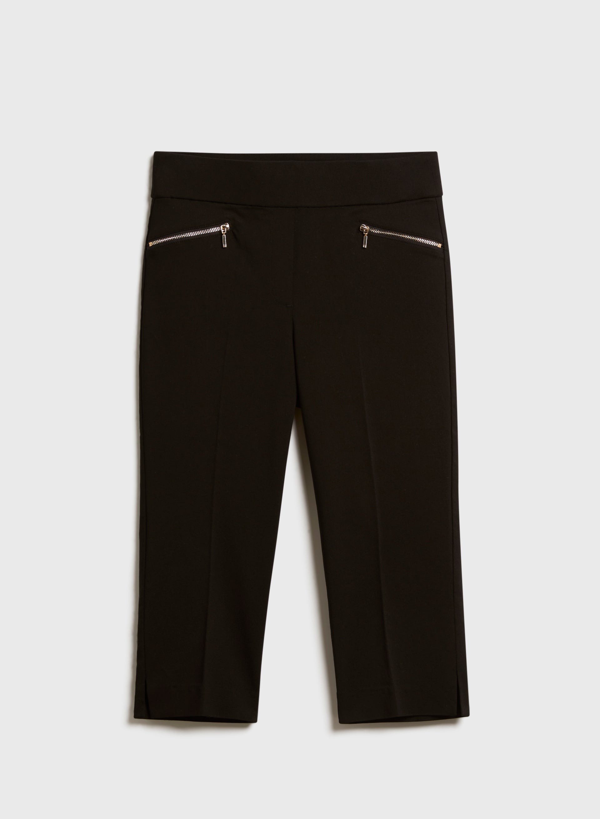 Pull-On Zipper Detail Capris