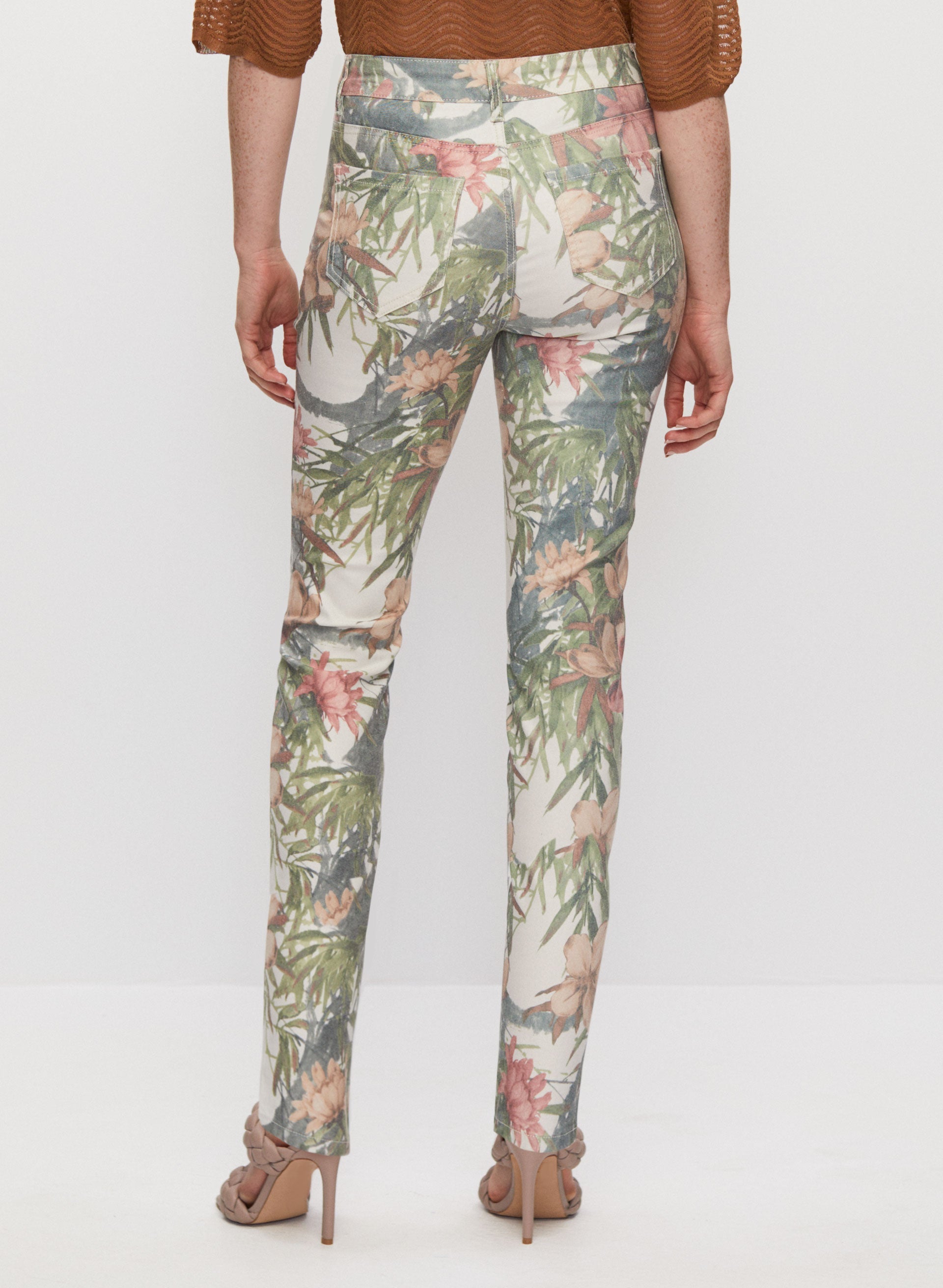 Floral Print Slim Leg Jeans
